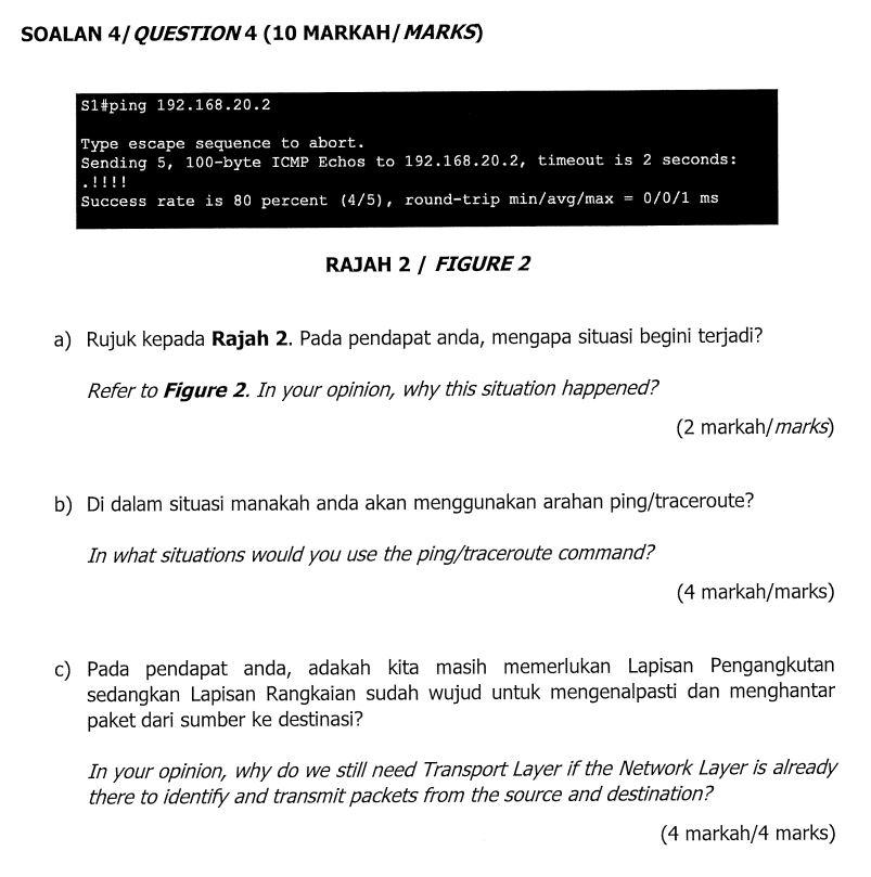 Solved SOALAN 4/ QUESTION 4 (10 MARKAH/MARKS) S1#ping | Chegg.com