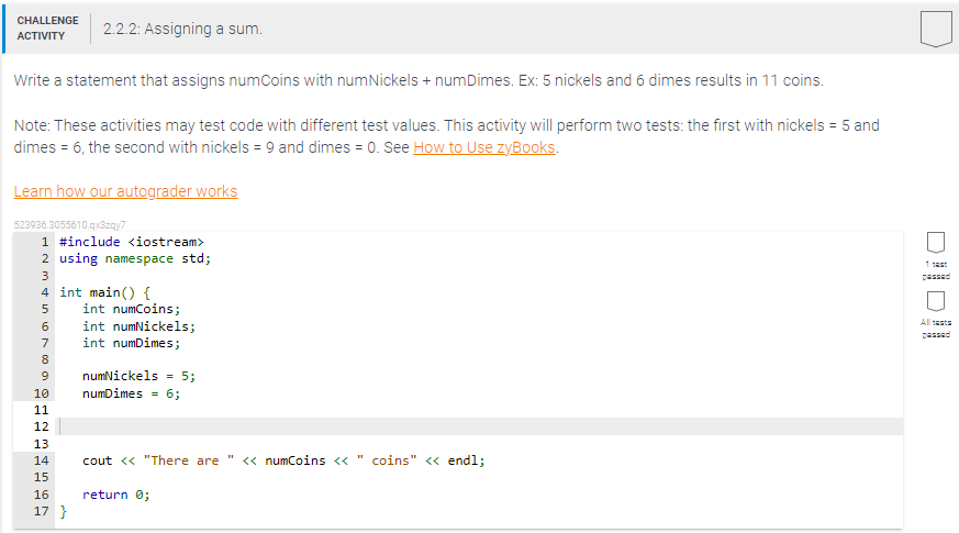 Solved Write A Statement That Assigns Numcoins With
