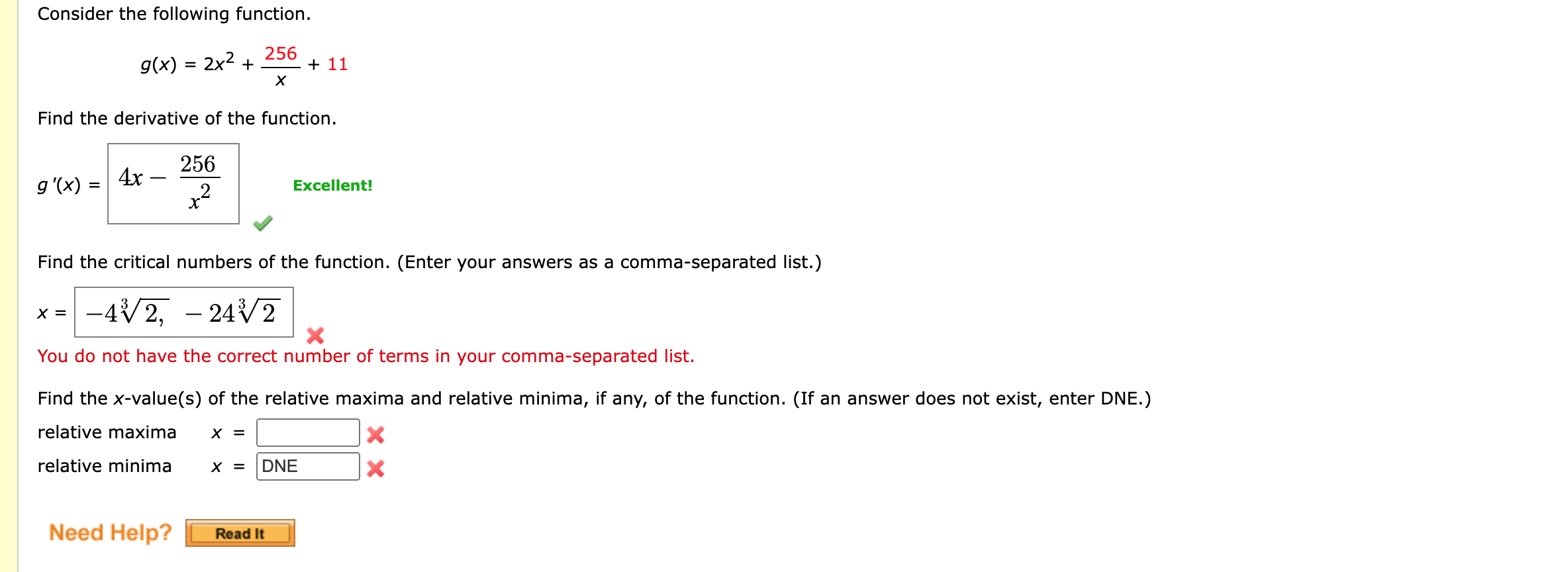 Solved Consider the following function. g(x)=2x2+x256+11 | Chegg.com