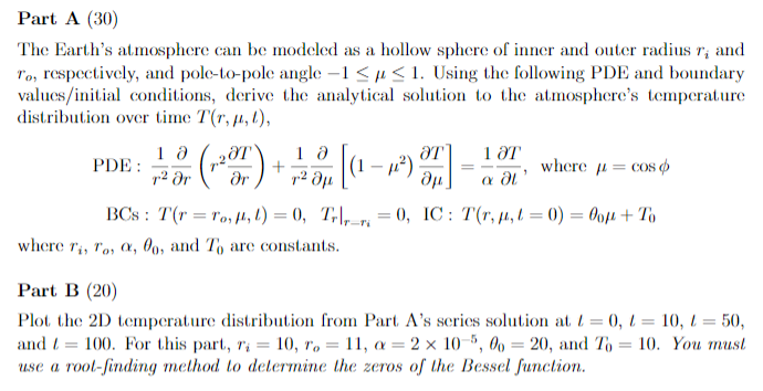 Part A (30) The Earth's atmosphere can be modeled as | Chegg.com