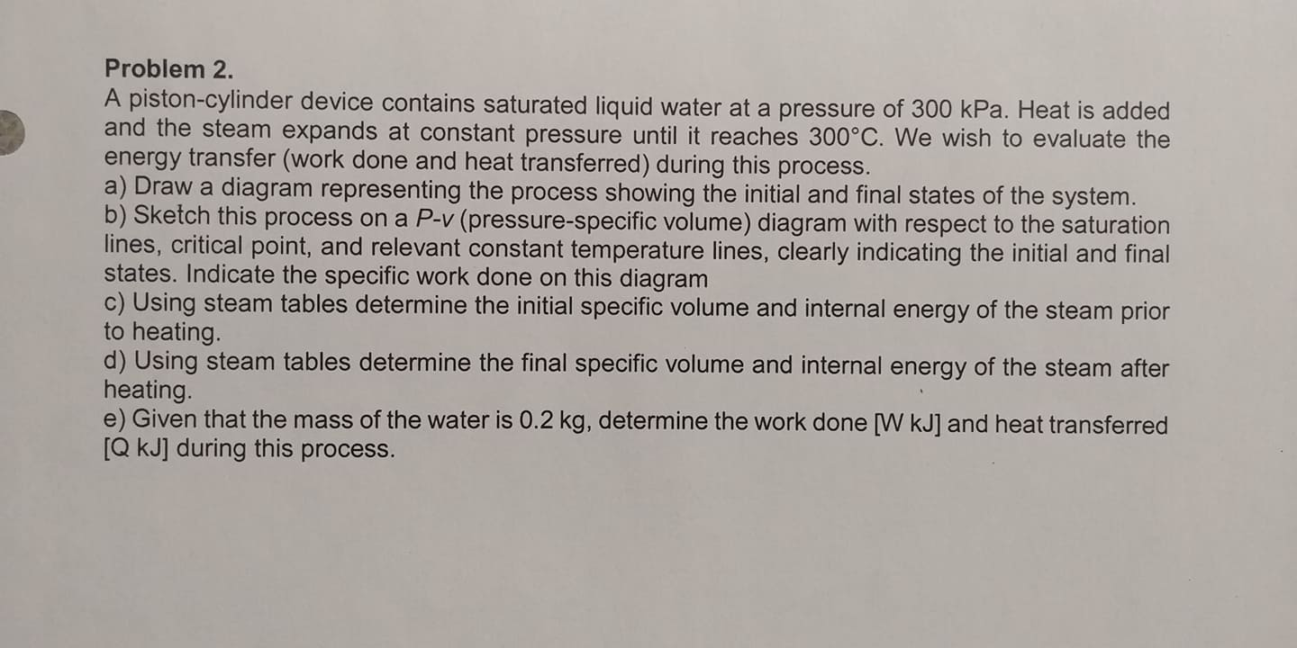 Solved A piston-cylinder device contains saturated liquid | Chegg.com