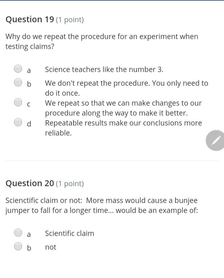 Solved Question 19 (1 point) Why do we repeat the procedure | Chegg.com