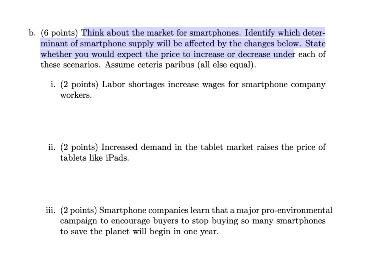 Solved (6 points) Think about the market for smartphones. | Chegg.com