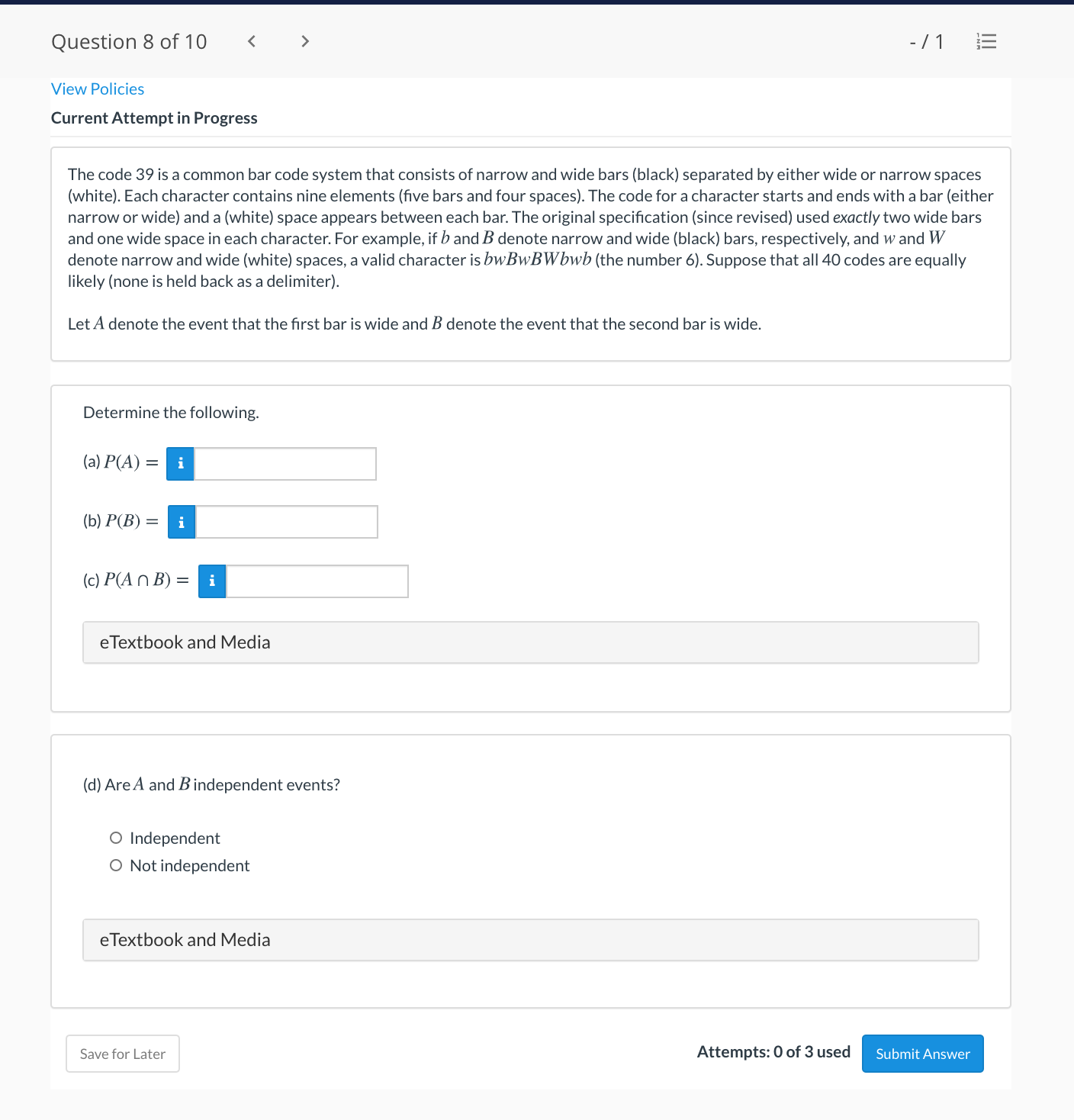 Solved Question 8 of 10 -71. E View Policies Current Attempt | Chegg.com
