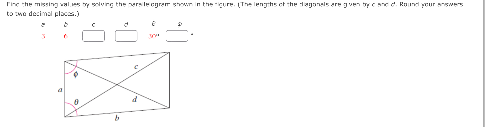 Solved Find the missing values by solving the parallelogram | Chegg.com