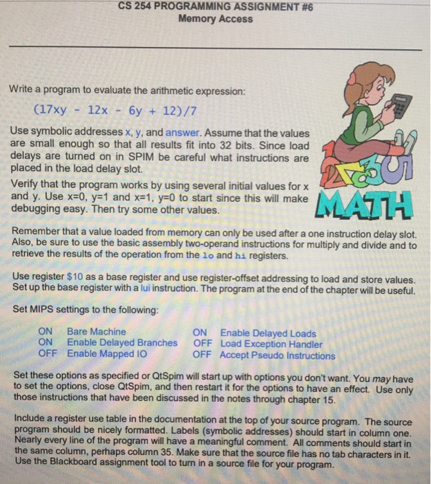 Solved CS 254 PROGRAMMING ASSIGNMENT #6 Memory Access Write | Chegg.com