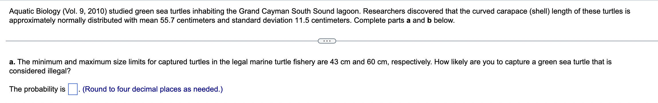 Solved Aquatic Biology (Vol. 9, 2010) studied green sea | Chegg.com