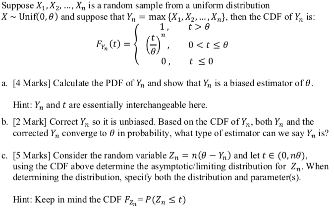Solved Suppose X1, X2, ..., Xn is a random sample from a | Chegg.com