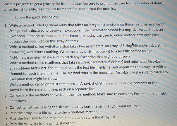Solved Write a program to get a grocery list from the user | Chegg.com