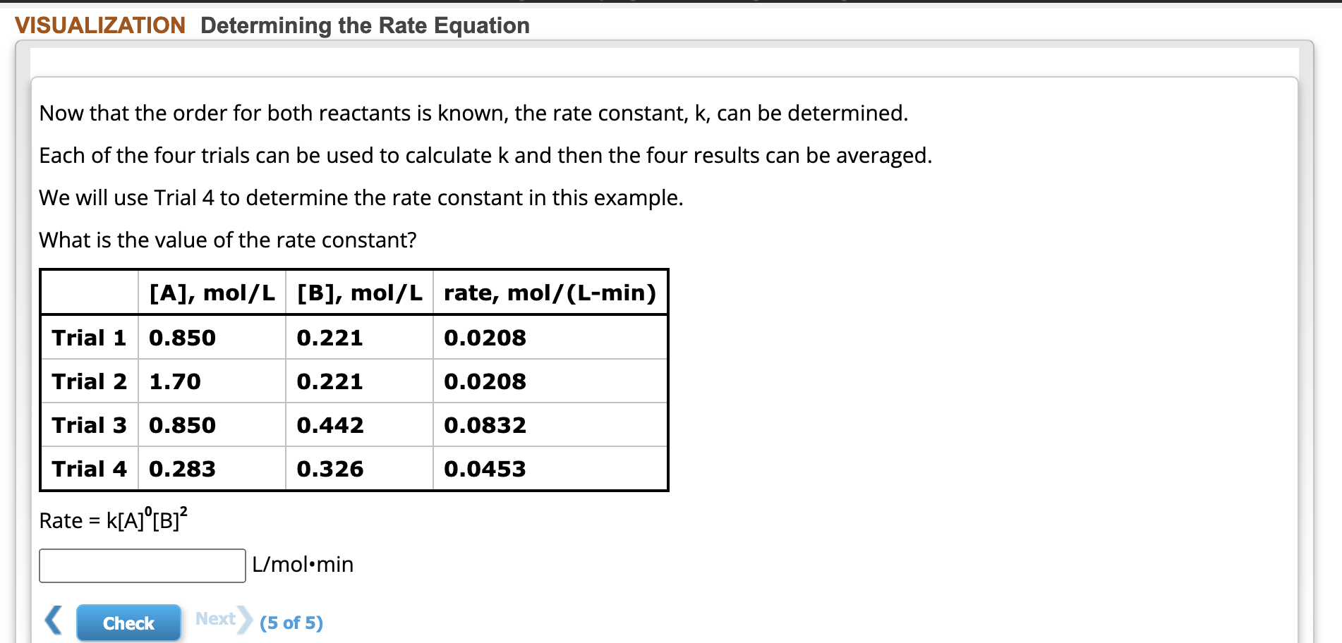 Solved VISUALIZATION Determining the Rate Equation Now that | Chegg.com