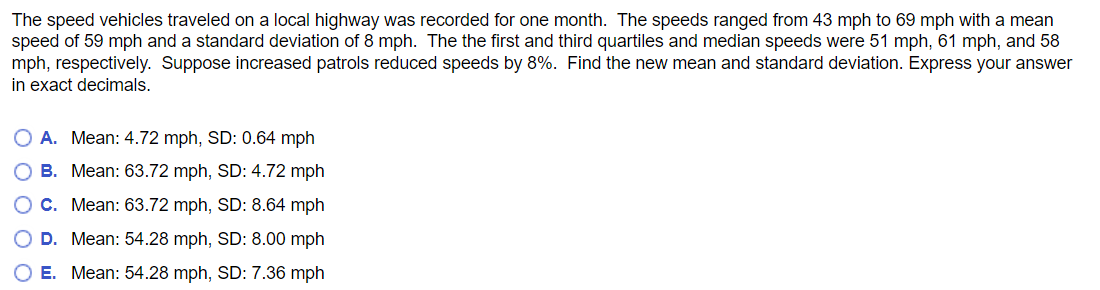 Solved The speed vehicles traveled on a local highway was | Chegg.com