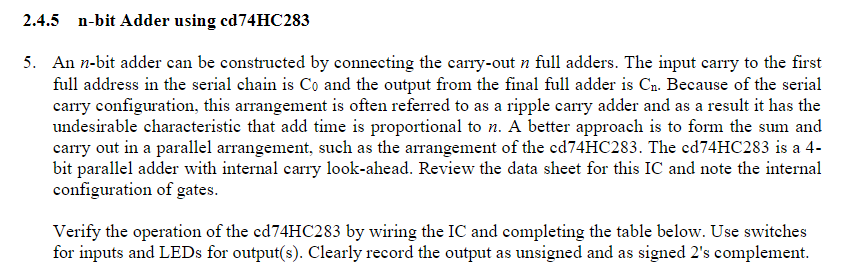 Solved 2.4.5 n-bit Adder using cd 74HC283 5. An n-bit adder | Chegg.com