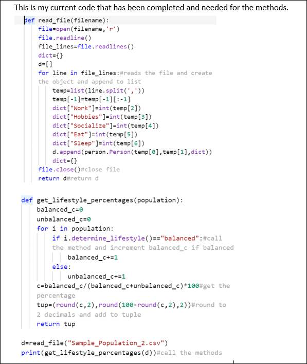 I need help with these two python methods below for | Chegg.com