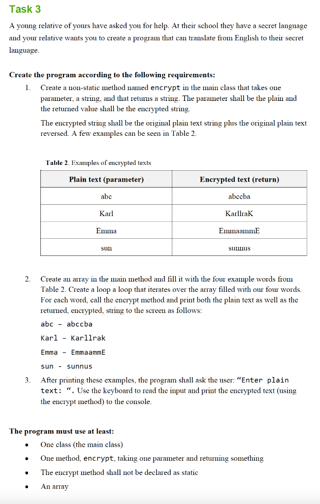 Solved Task 3 A young relative of yours have asked you for | Chegg.com