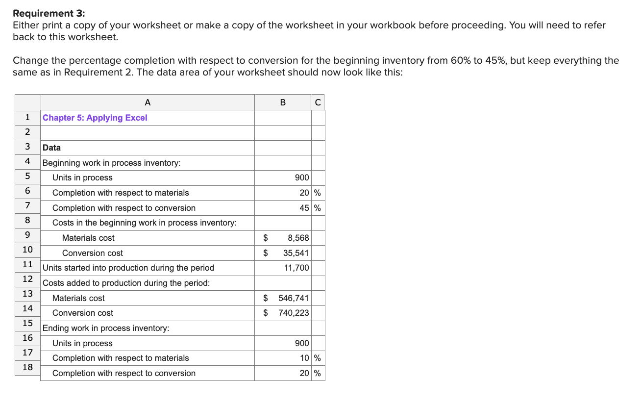 Solved Chapter 5: Applying Excel Data Beginning work in | Chegg.com