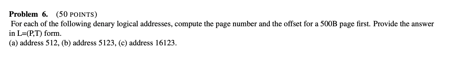 Solved Problem 6. (50 POINTS) For each of the following | Chegg.com