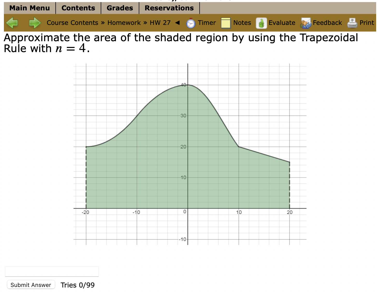 Solved Approximate the area of the shaded region by using | Chegg.com
