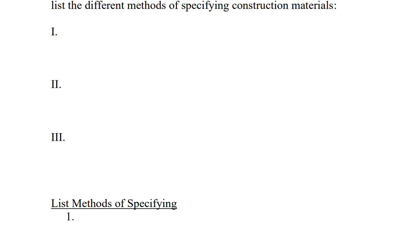 Solved describe the three parts of a specification and list | Chegg.com