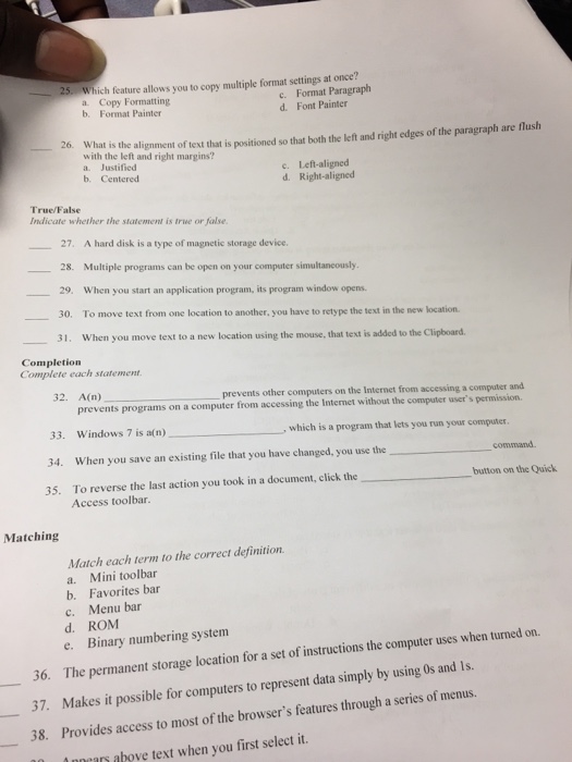 Solved Which Feature Allows You To Copy Multiple Format 