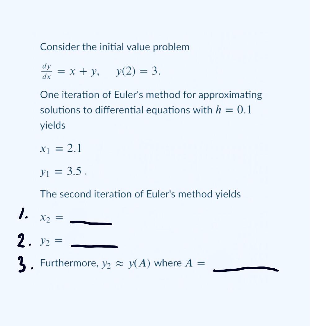 Solved Consider the initial value problem dy dx = x + y, | Chegg.com