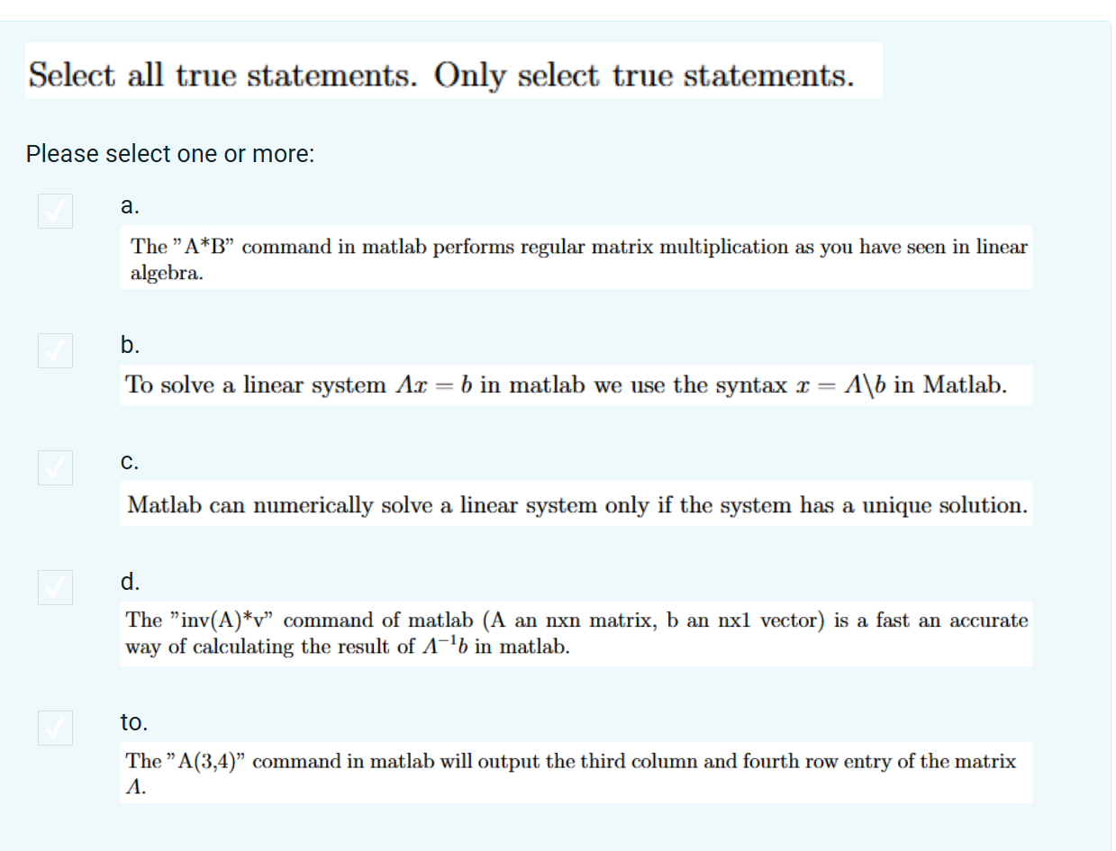 Solved Select all true statements. Only select true | Chegg.com