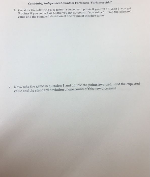 Solved Consider the following dice game: You get zero points | Chegg.com