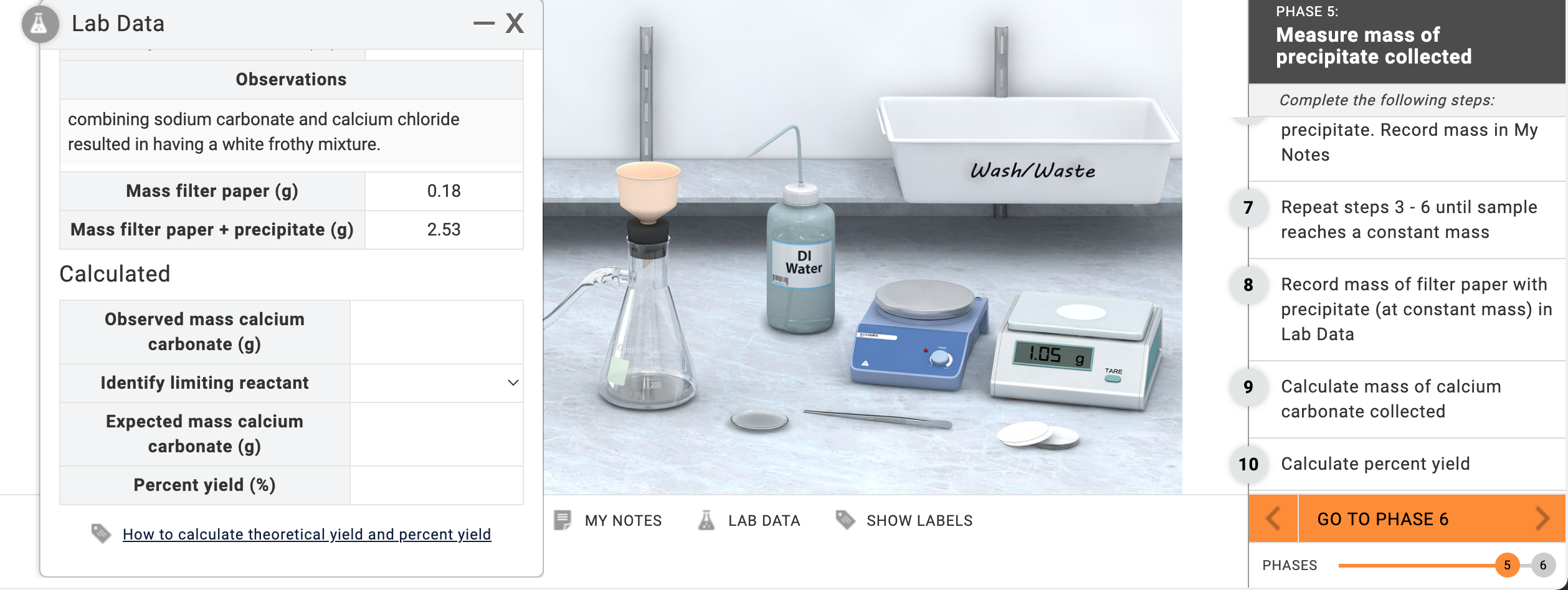 Solved - X - A Lab Data Collected PHASE 5: Measure mass of | Chegg.com