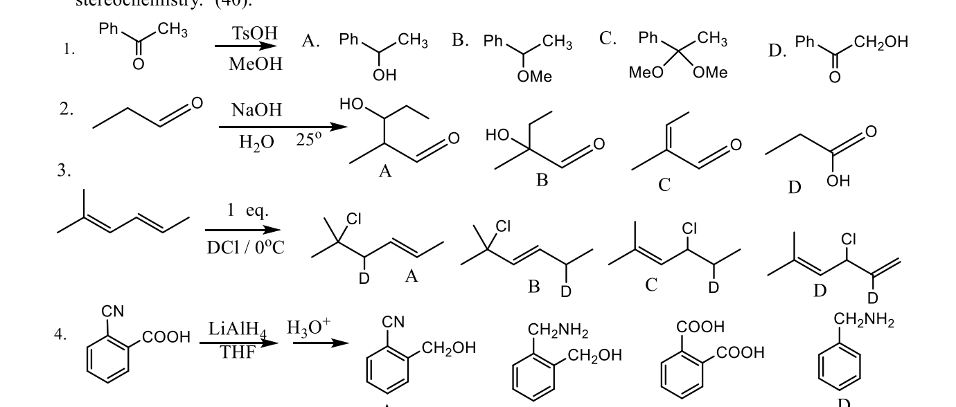 Solved D PhCH2OH SLC1C0CIIIIIISLIy. (40). PhCH3 TsOH A PhCH, | Chegg.com