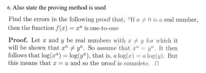 Solved 6. Also state the proving method is used Find the | Chegg.com