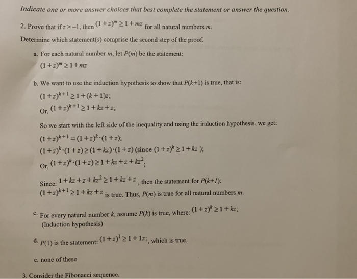 Solved Indicate one or more answer choices that best | Chegg.com