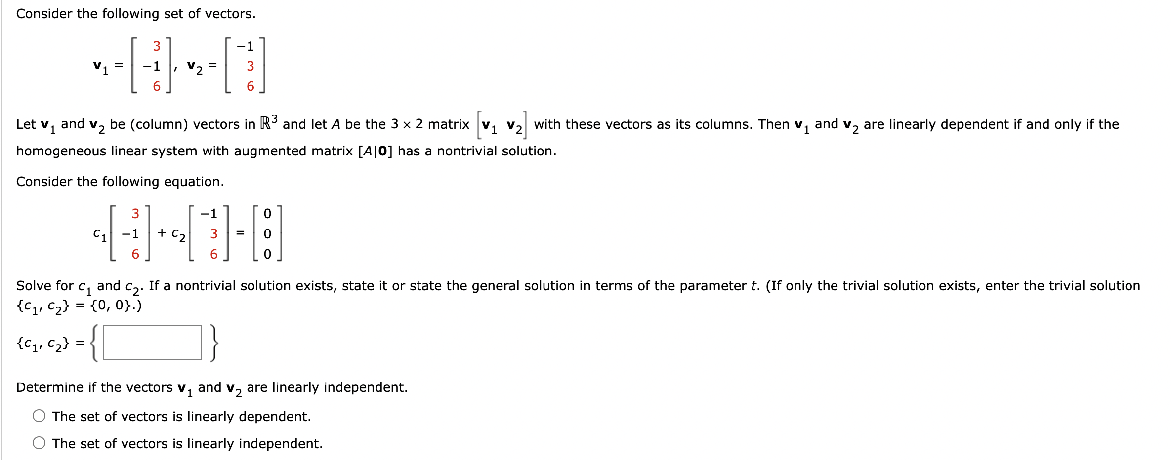 Solved Consider the following set of vectors. | Chegg.com