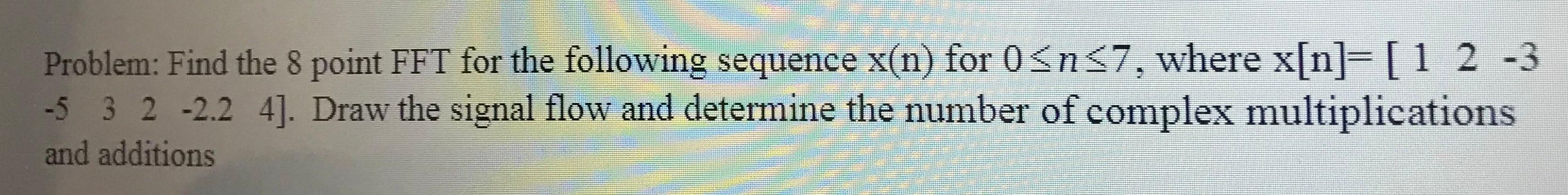 Solved Problem: Find the 8 point FFT for the following | Chegg.com