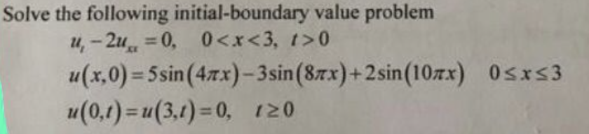 Solved Solve the following initial-boundary value problem u, | Chegg.com