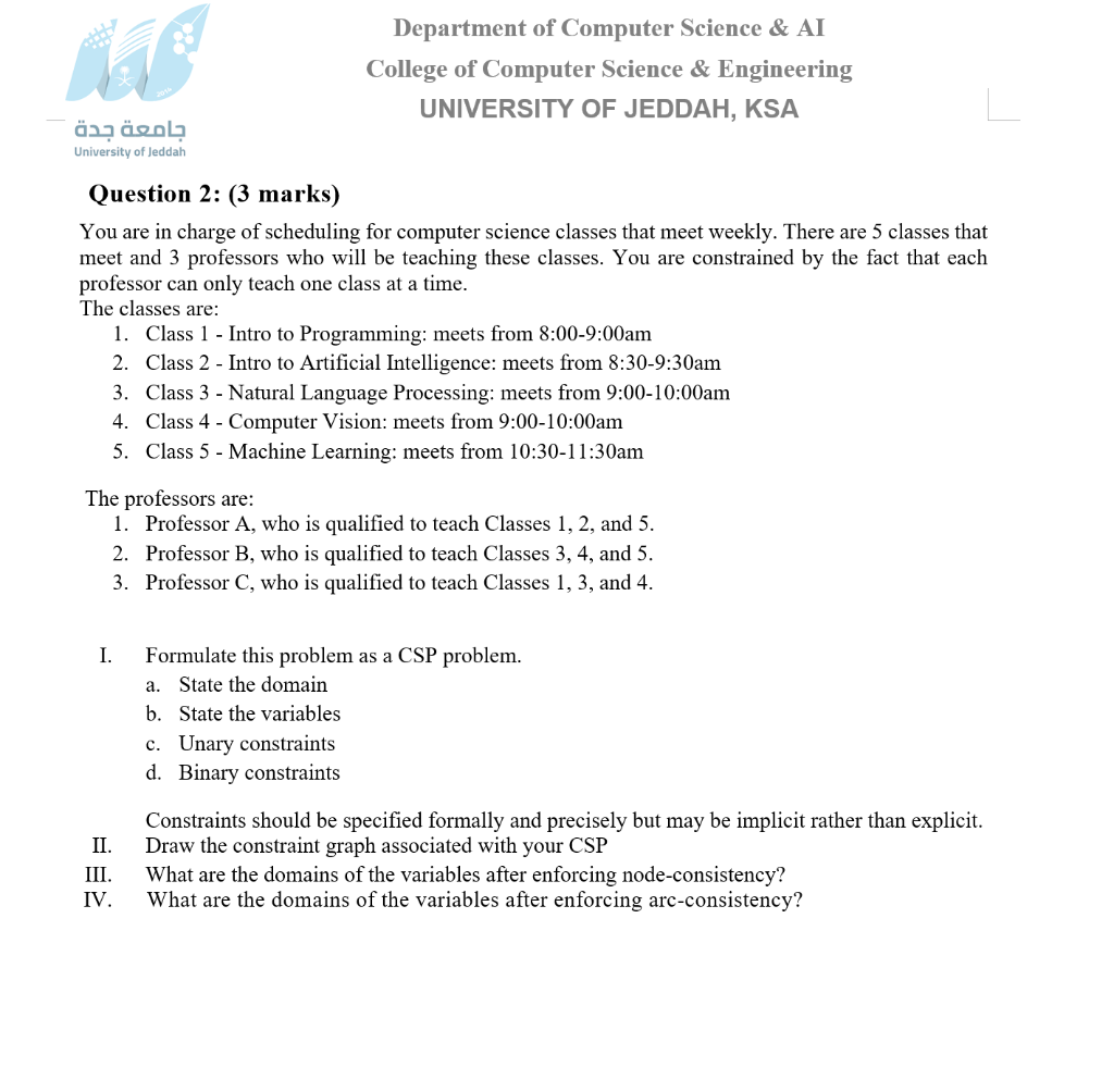 Solved Department Of Computer Science And Ai College Of 