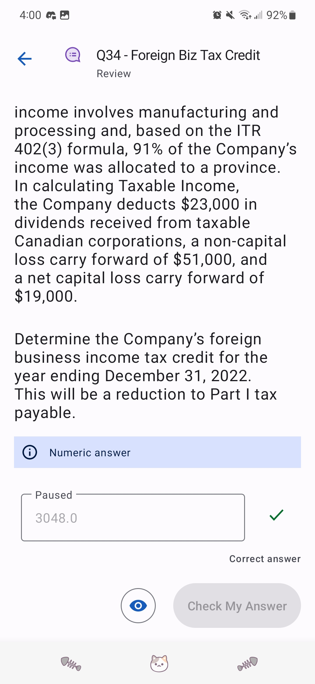 Solved Q34 - Foreign Biz Tax Credit Review Planet of the | Chegg.com