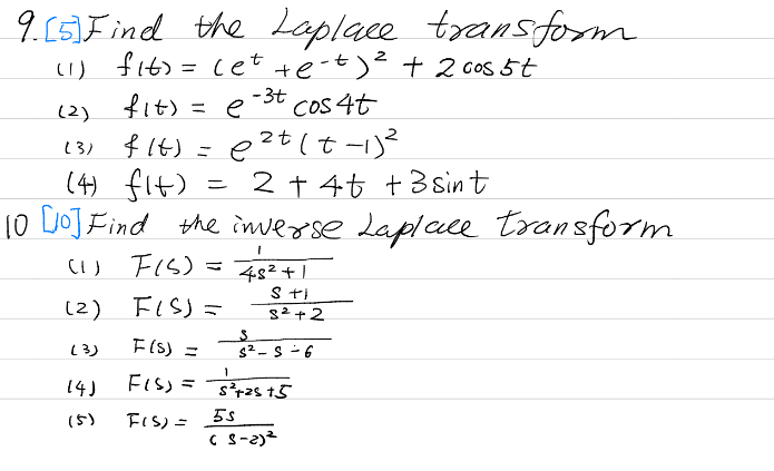 Solved 9.[5] Find the Laplace transform (1) | Chegg.com