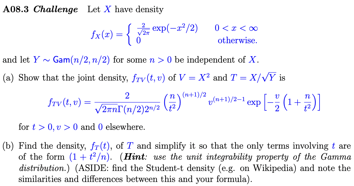 Solved A08.3 Challenge Let X have density | Chegg.com