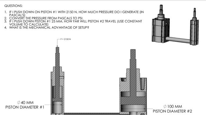 Solved IF I PUSH DOWN ON PISTON #1 WITH 2150 N. HOW MUCH | Chegg.com