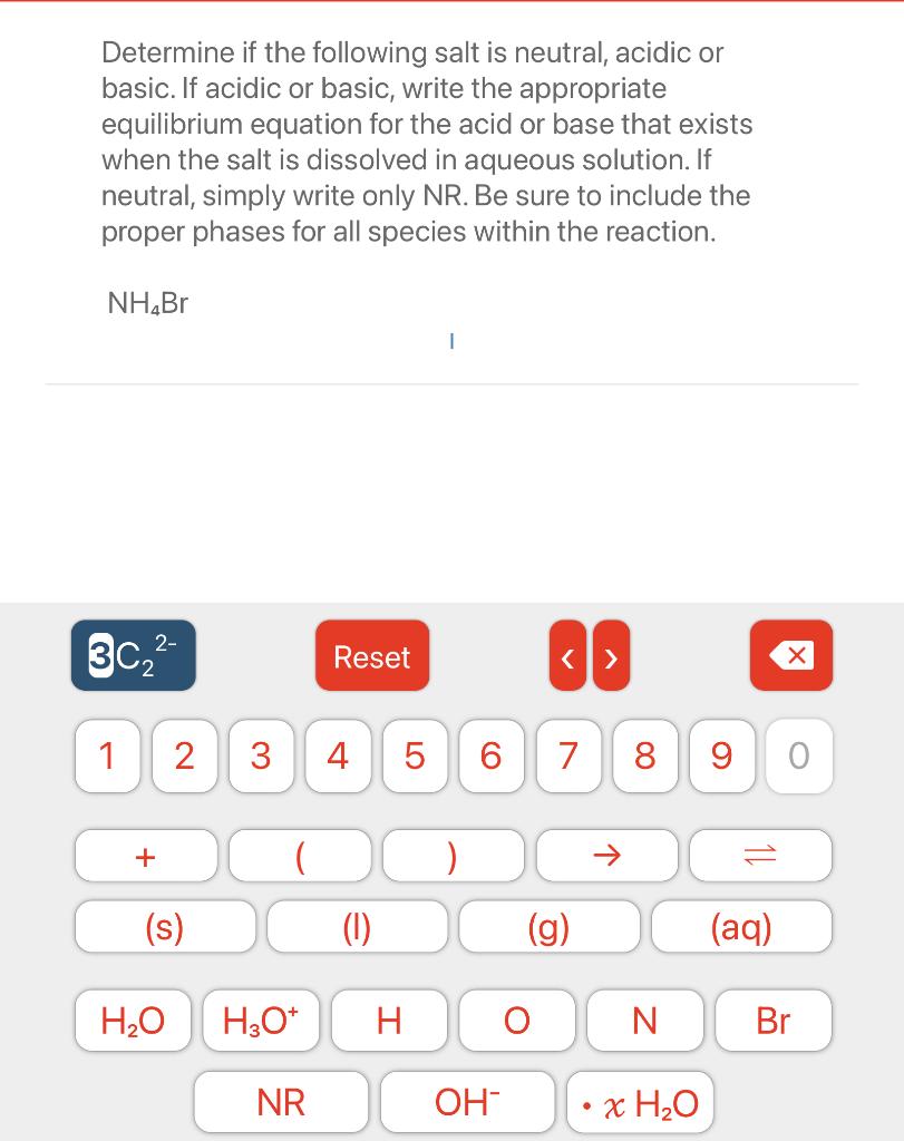 Solved Determine If The Following Salt Is Neutral Acidic Or