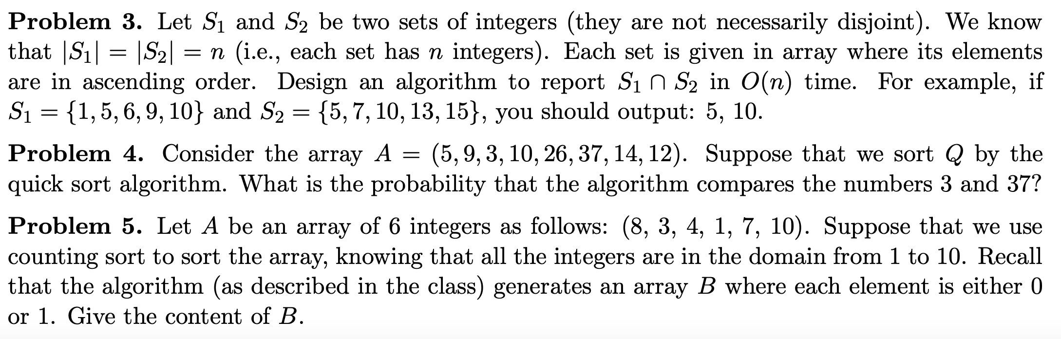 Solved Problem 3. Let S1 and S2 be two sets of integers | Chegg.com