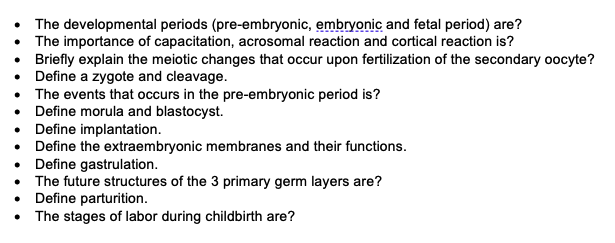 Solved - The developmental periods (pre-embryonic, embryonic | Chegg.com