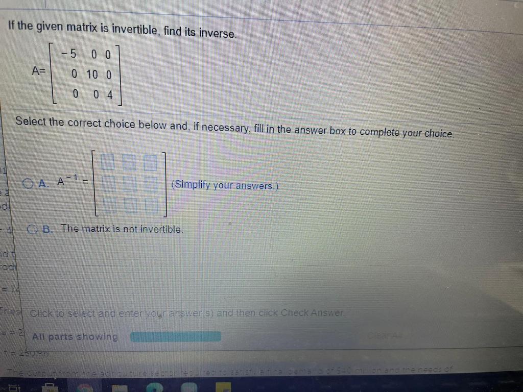 Solved If the given matrix is invertible, find its inverse. | Chegg.com