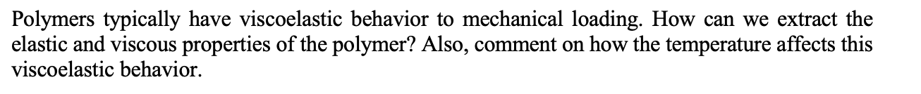 Solved Polymers typically have viscoelastic behavior to | Chegg.com