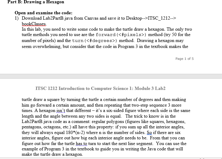 Part B: Drawing a Hexagon Open and examine the code: | Chegg.com