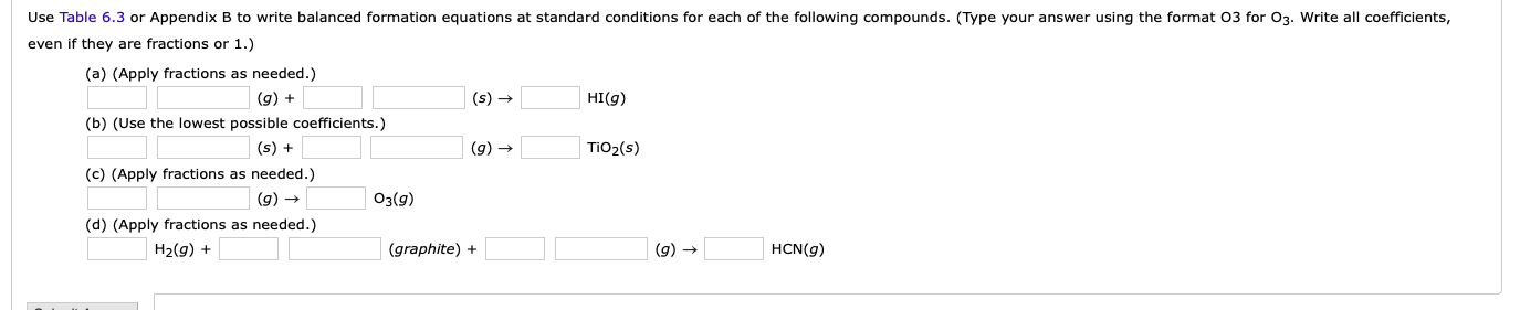 Solved Use Table 6.3 or Appendix B to write | Chegg.com