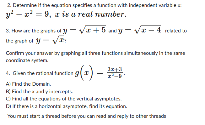 Solved 2. Determine if the equation specifies a function | Chegg.com