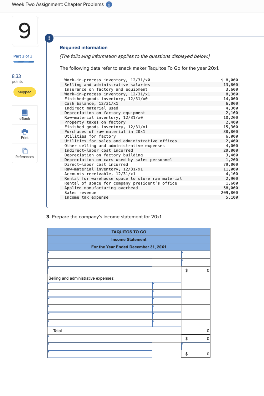 Solved Part 3 ﻿of 3!Required information[The following | Chegg.com