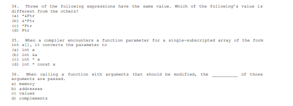 17. An array is not (a) a consecutive group of memory | Chegg.com