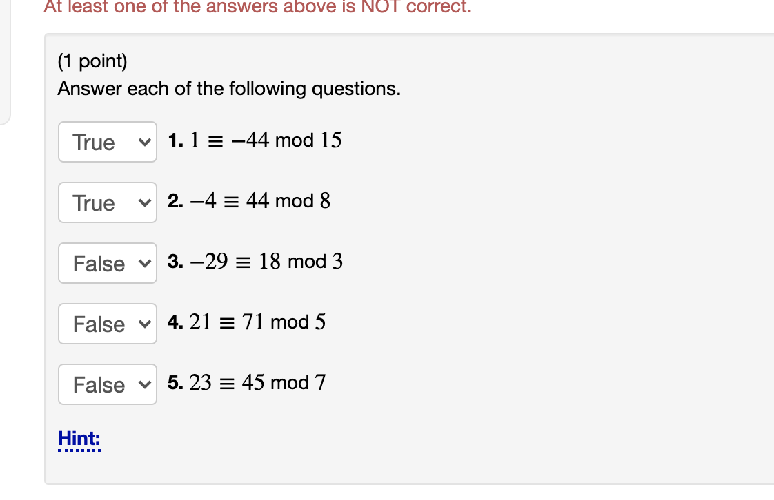 Solved At Least One Of The Answers Above Is Not Correct 1
