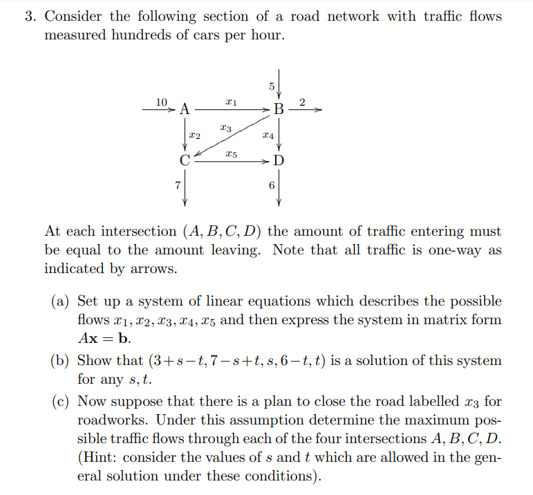 Solved Consider the following section of a road network with | Chegg.com